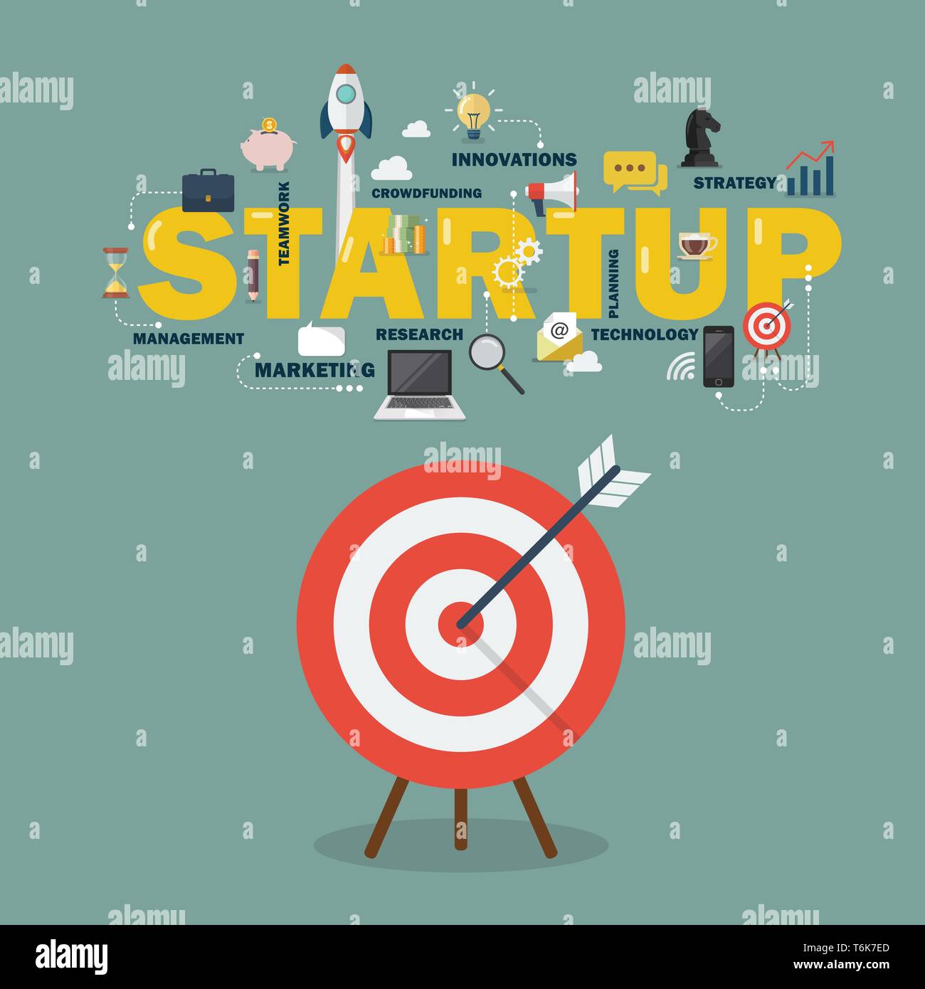 Big target startup concept. vector illustration Stock Vector Image ...