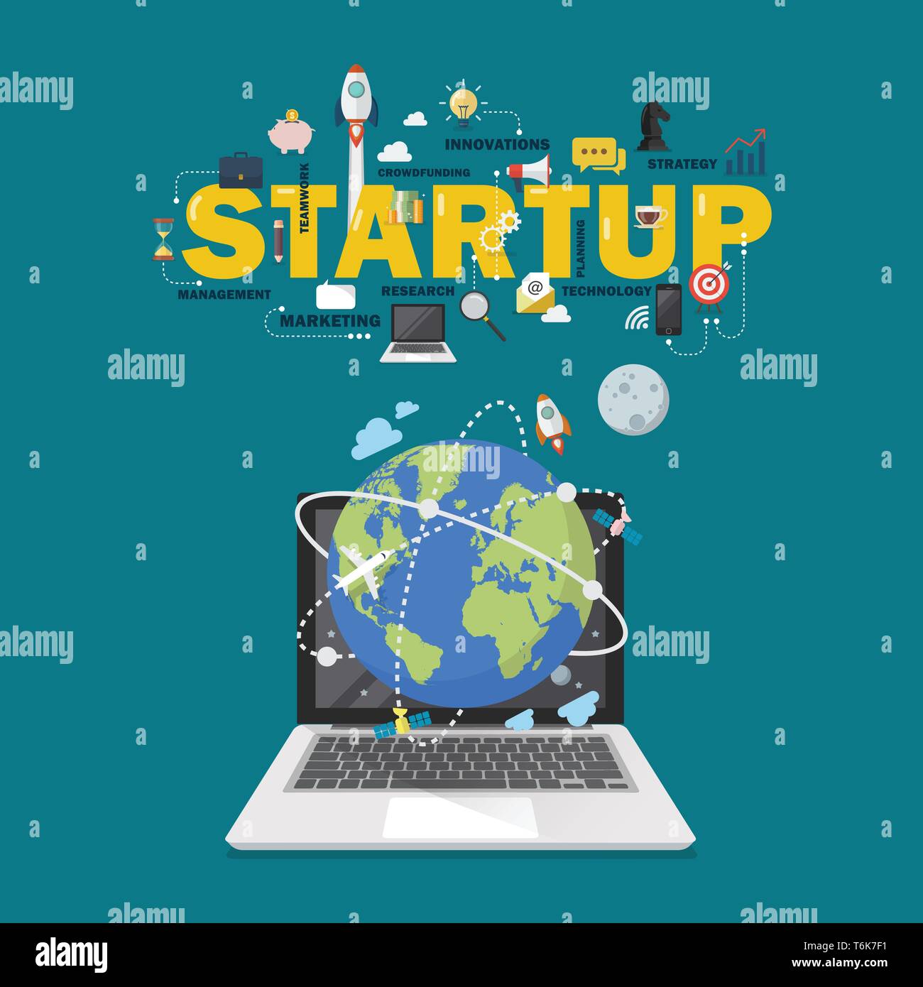 Global network connection startup concept. Vector illustration Stock ...