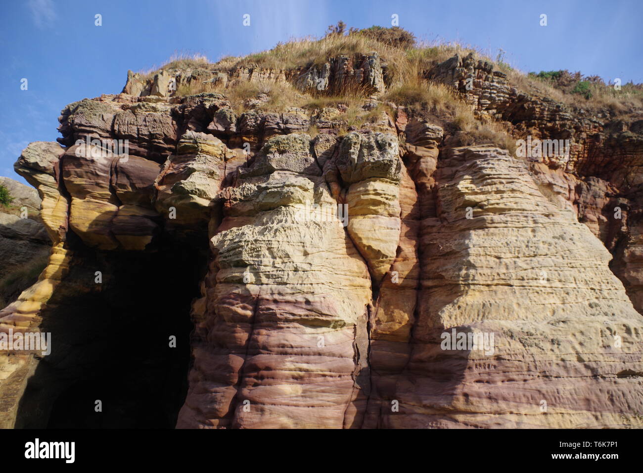 Caiplie Caves, Raised Beach Sea Cliff of Colourful Carboniferous ...