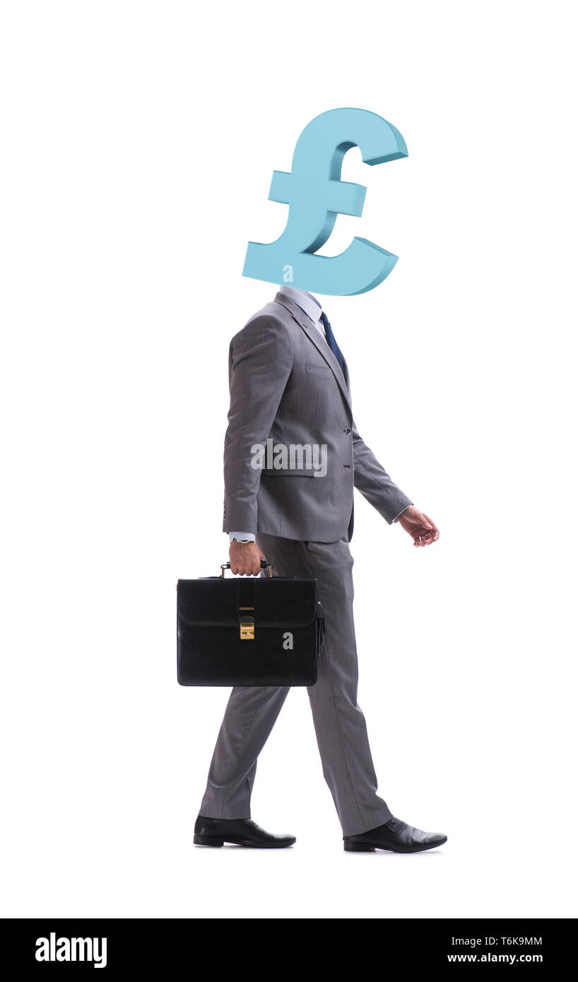 The businessman with british pound sign instead of head Stock Photo - Alamy