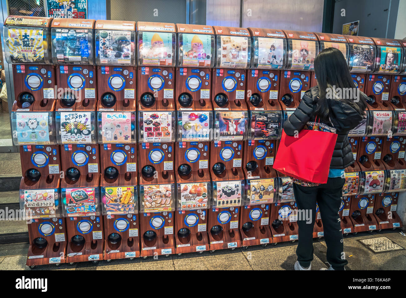 Osaka, Japan - 28 Feb 2018: Gashapon or Gachapon machine arrange in the ...