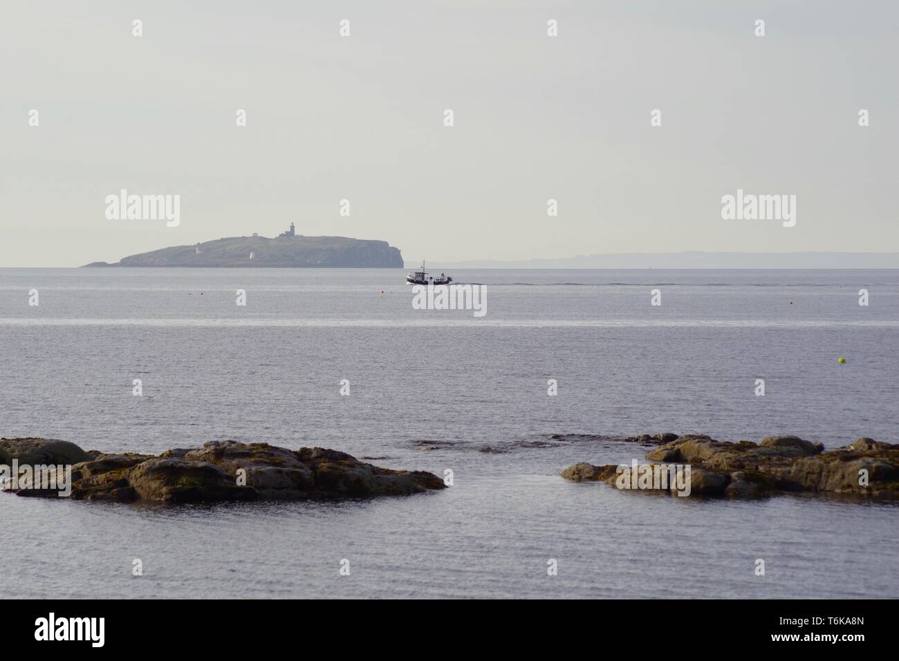 Small Fishing Boat on a Calm Outer Firth of Forth by the Isle of May ...