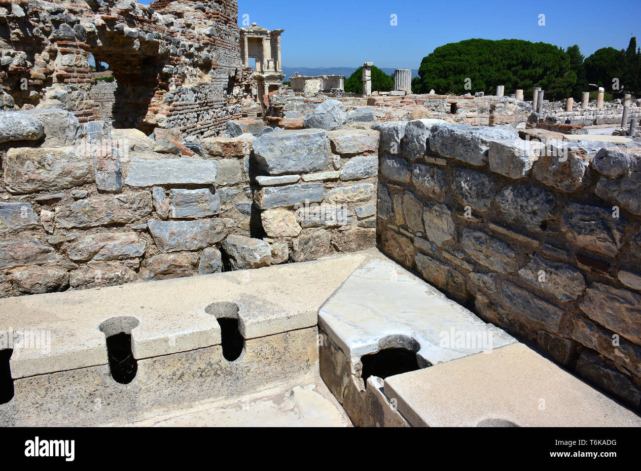 Ancient latrina, roman public toilets, Ephesus ruins, Selçuk, İzmir ...