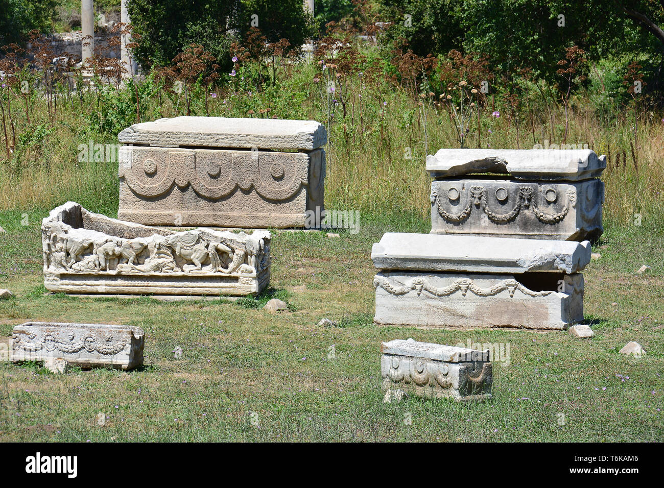 Stone sarcophagus, Ephesus, Turkey Stock Photo - Alamy