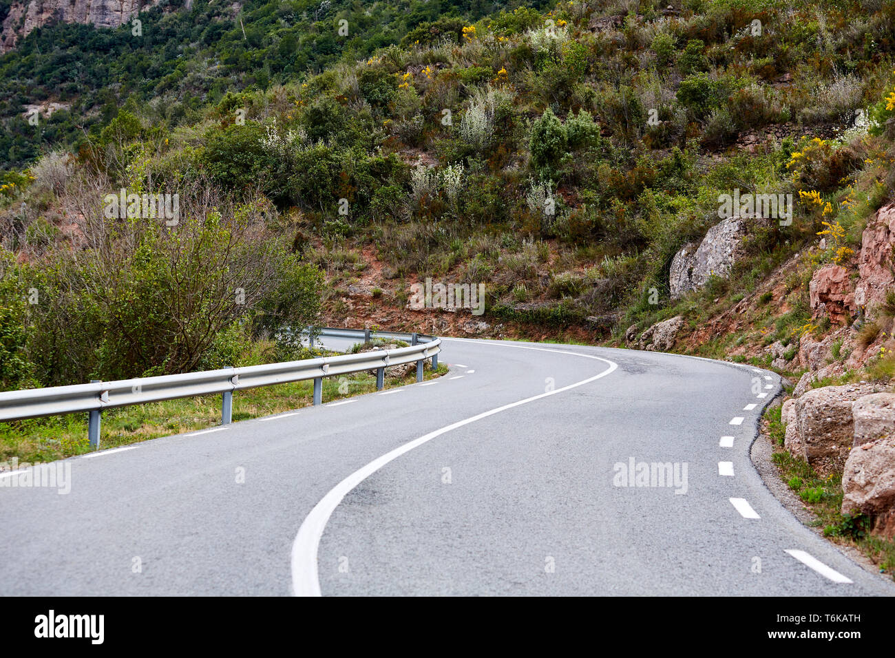 Asphalt road. Landscape with rocks and beautiful mountain road with a ...