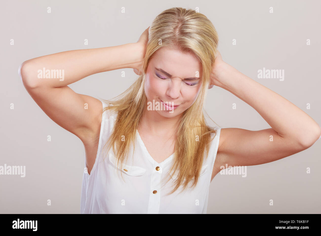 Negative human emotions, facial expressions, reaction attitude. Closeup ...