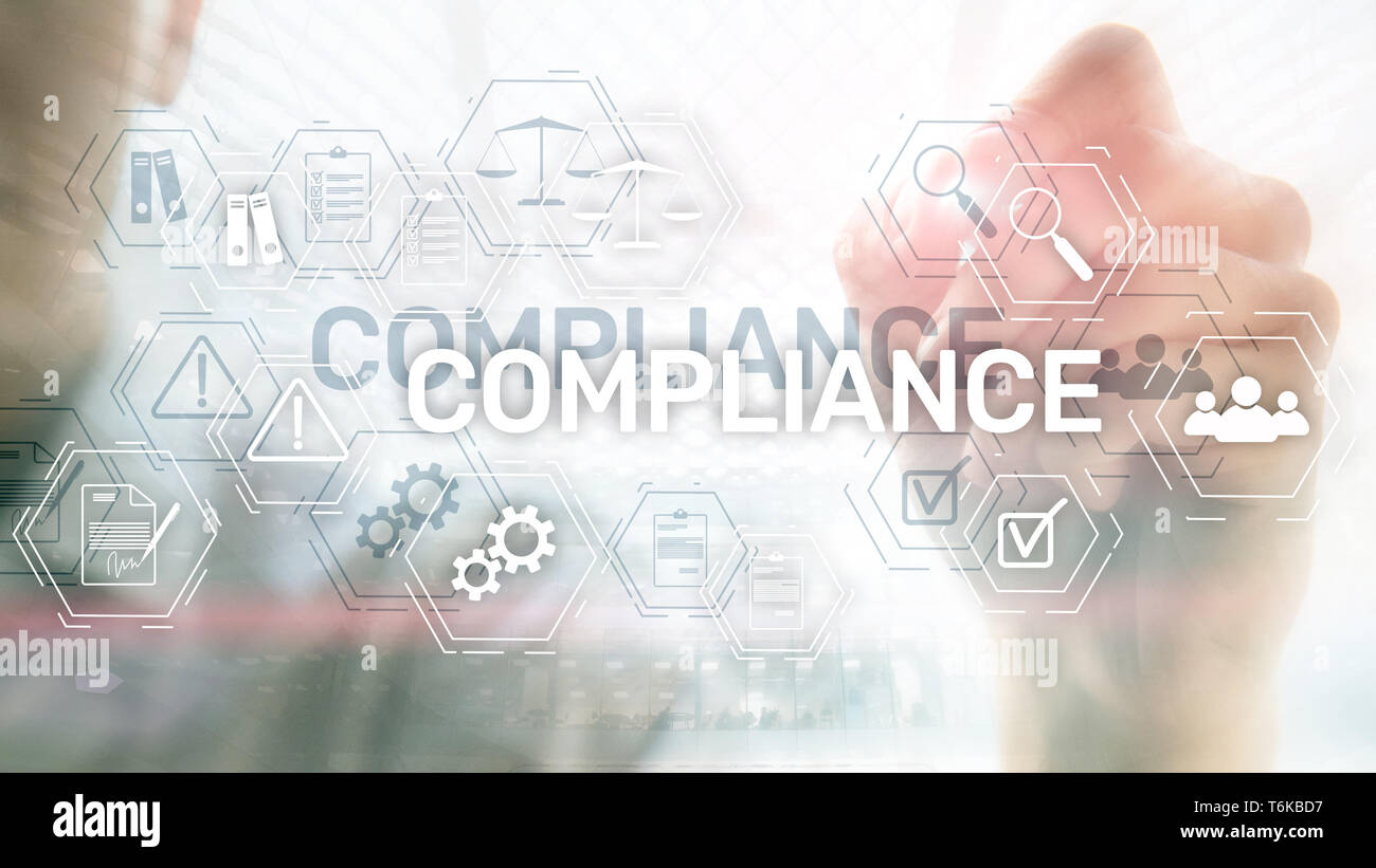 Compliance diagram with icons. Business concept on abstract background ...
