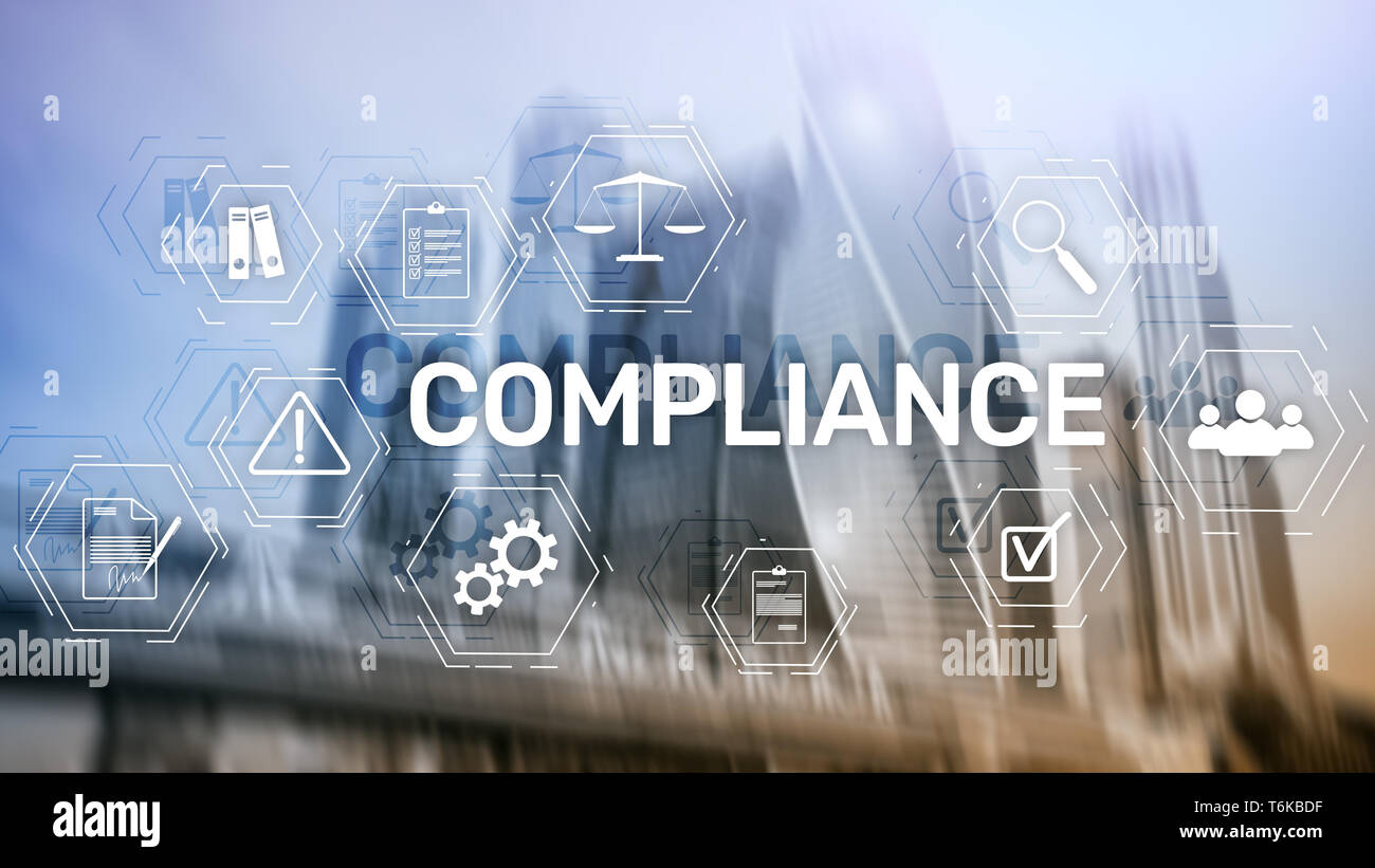 Compliance diagram with icons. Business concept on abstract background ...