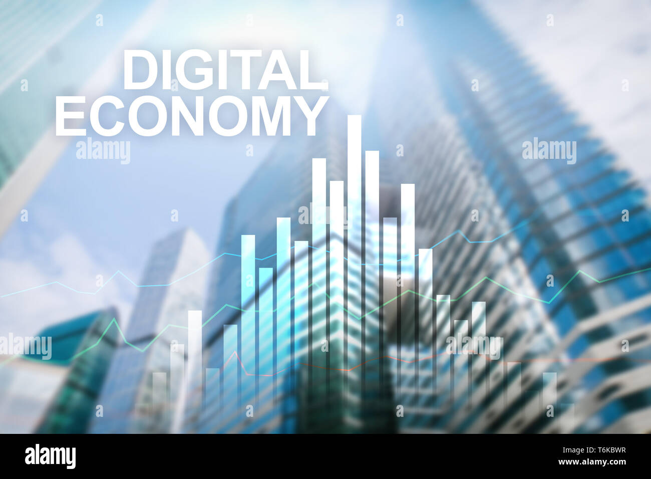 DIgital economy, financial technology concept on blurred background ...