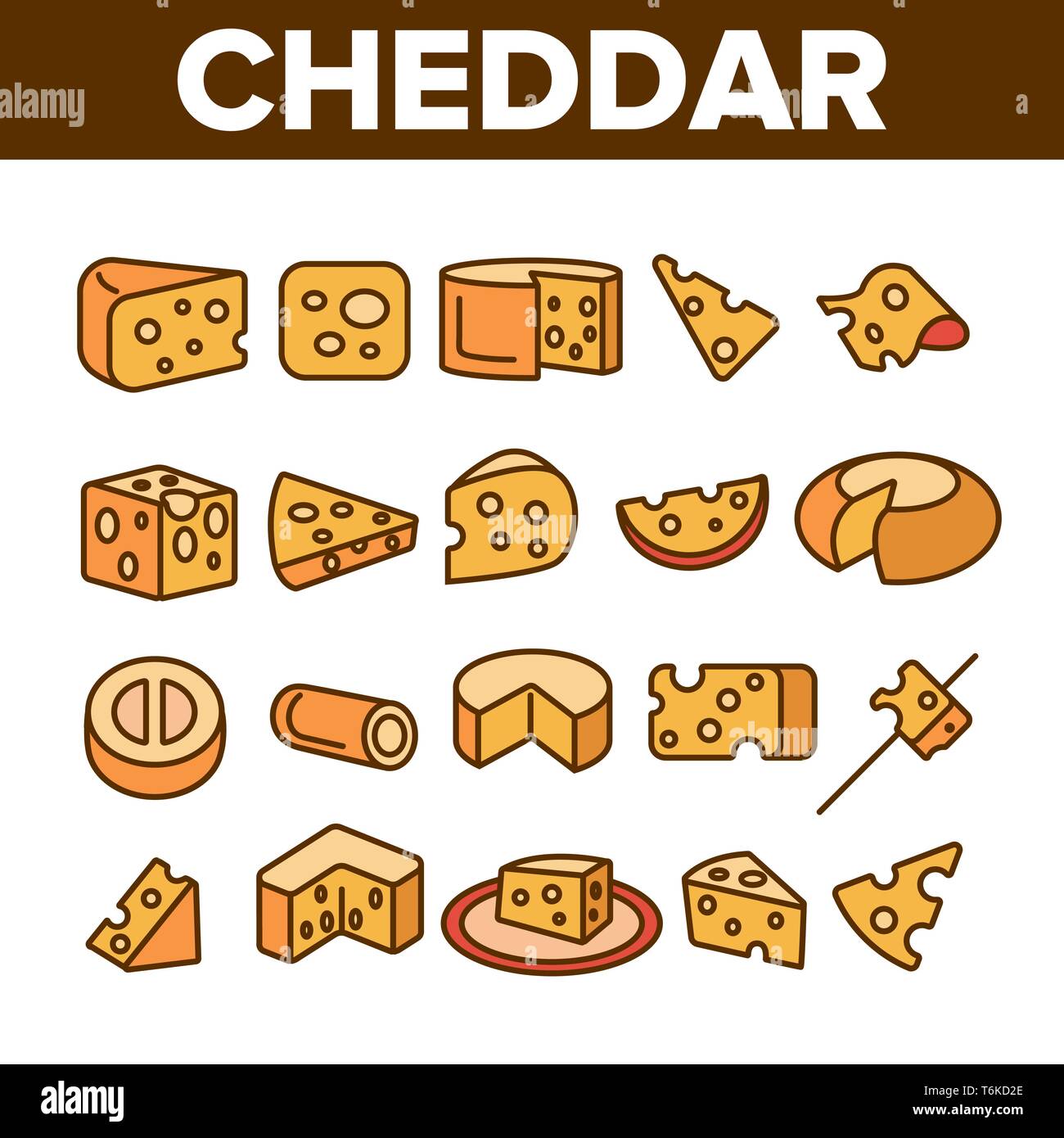 Cheddar Cheese Linear Vector Icons Set Stock Vector Image & Art - Alamy