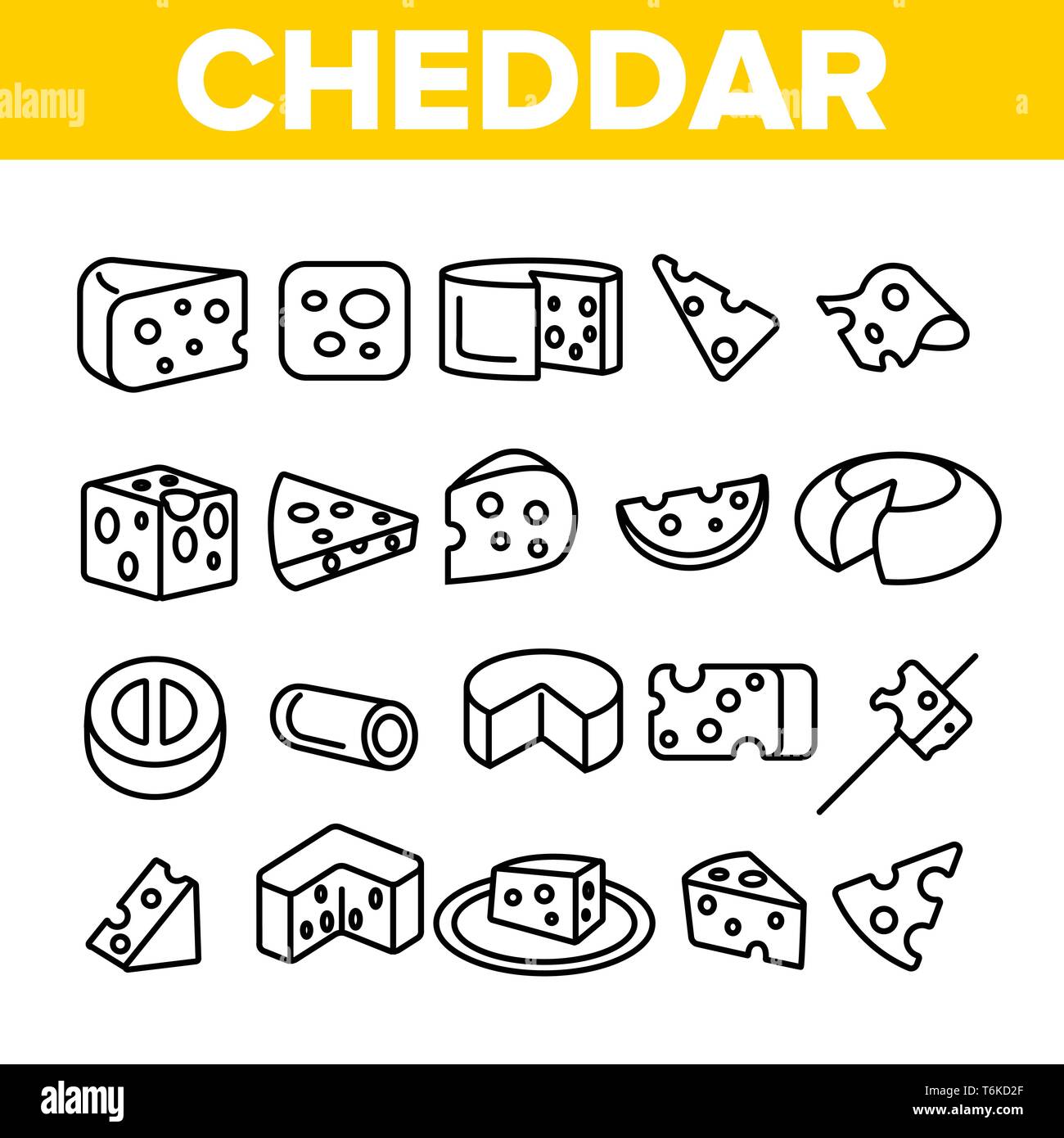 Cheddar Cheese Linear Vector Icons Set Stock Vector Image & Art - Alamy