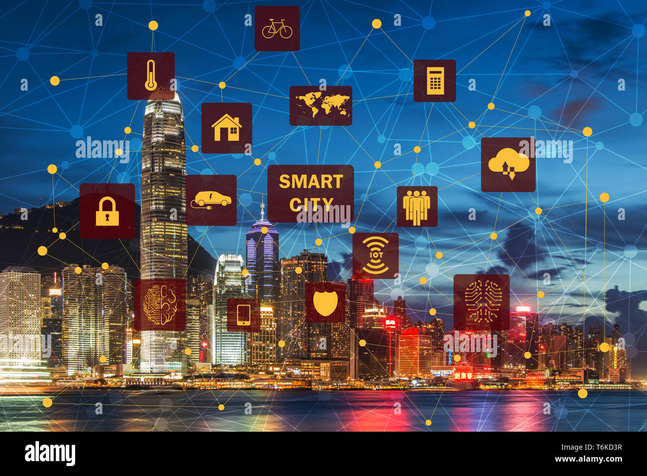 Concept of smart city and internet of things Stock Photo - Alamy