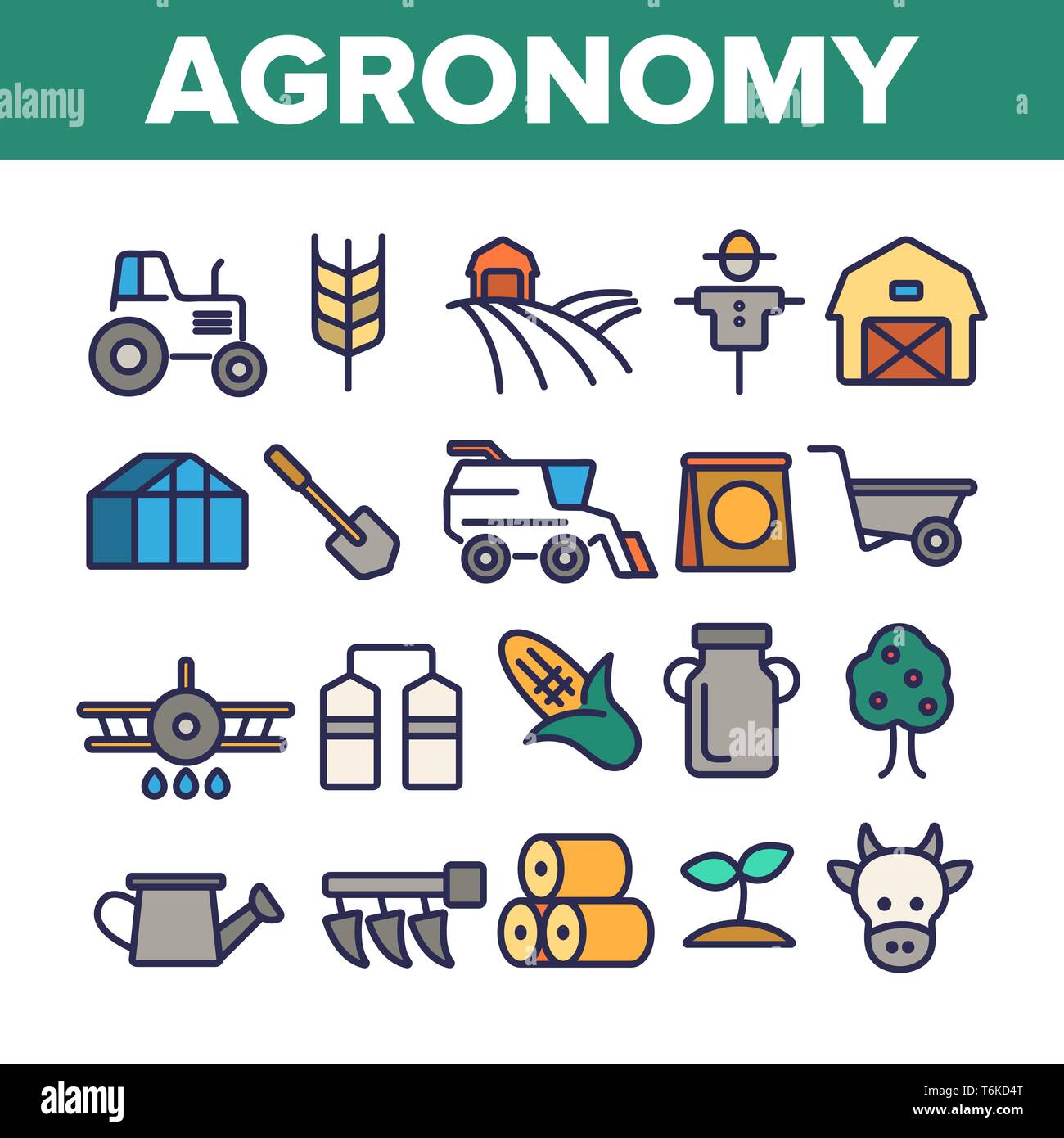 Agronomy Industry Vector Thin Line Icons Set Stock Vector Image & Art ...