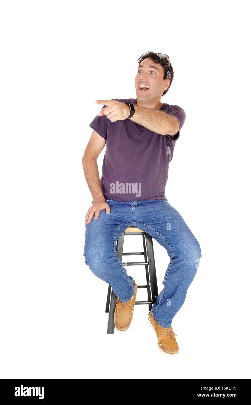 Happy guy pointing finger Cut Out Stock Images & Pictures - Alamy