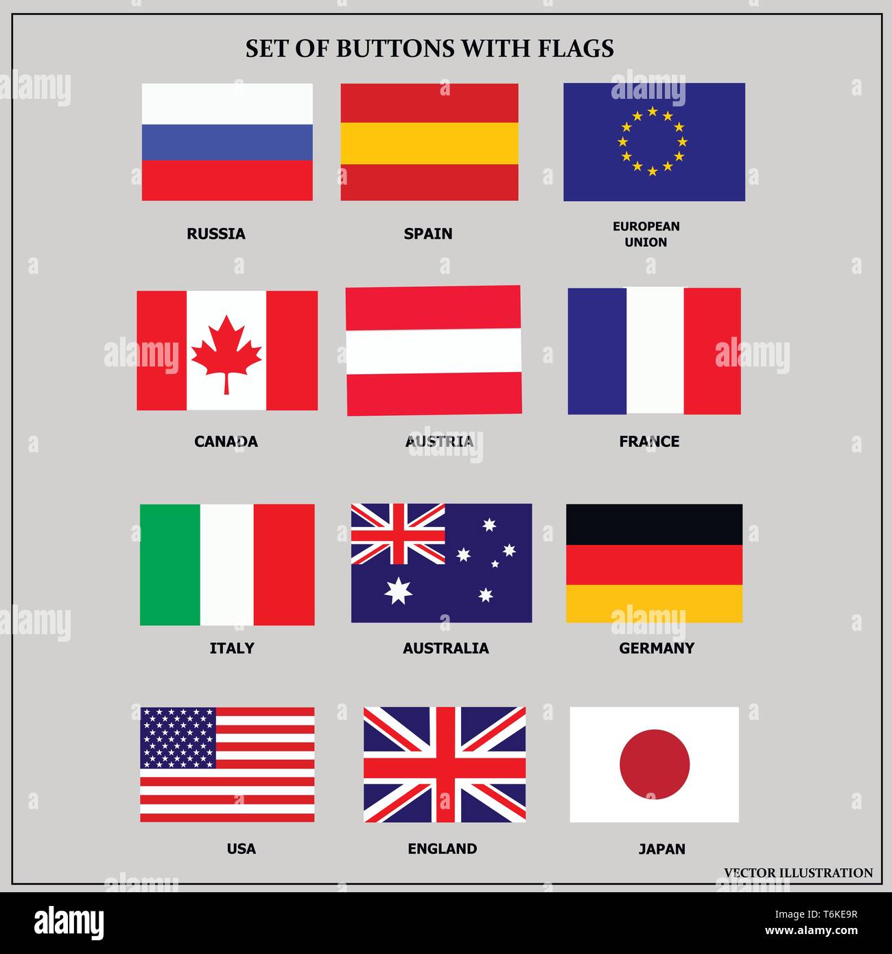 Bright set of banners with flags. Colorful illustration with flags of ...