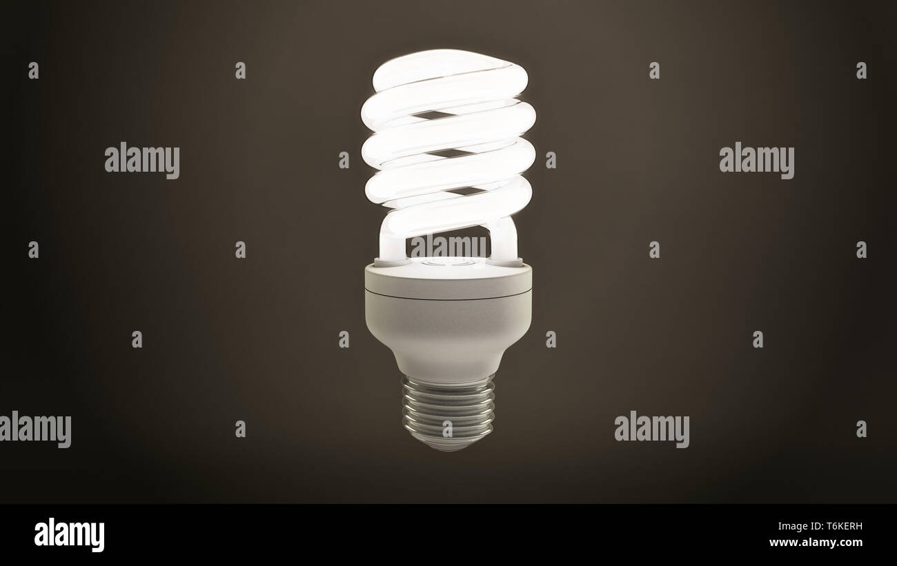 Single Fluorescent Light Bulb Over Dark Background Stock Photo - Alamy