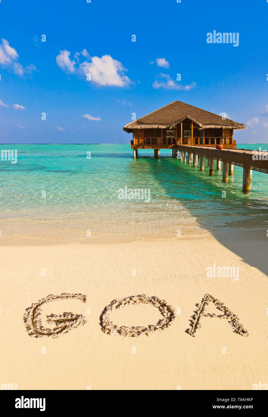 Word Goa on beach Stock Photo - Alamy