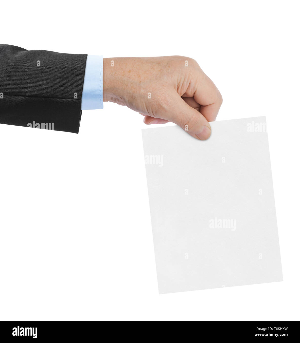 Hand with paper ballot Stock Photo - Alamy