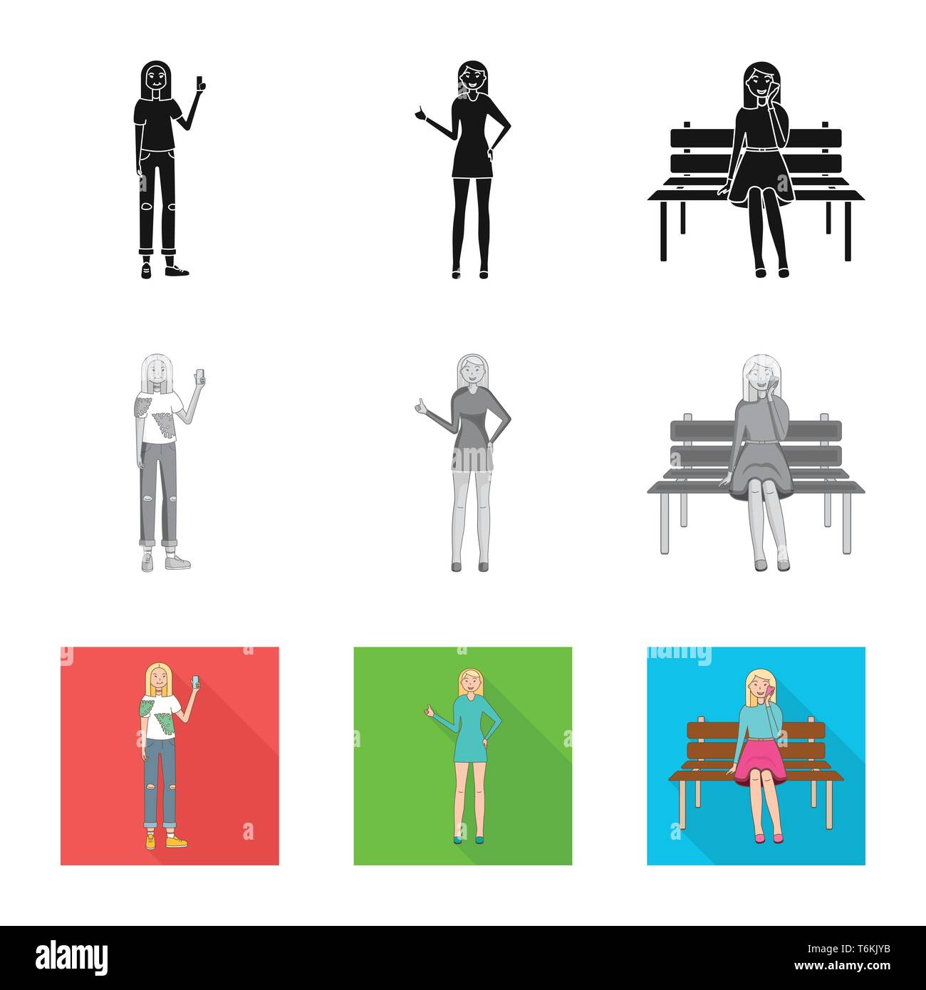 Vector illustration of posture and mood icon. Collection of posture and ...