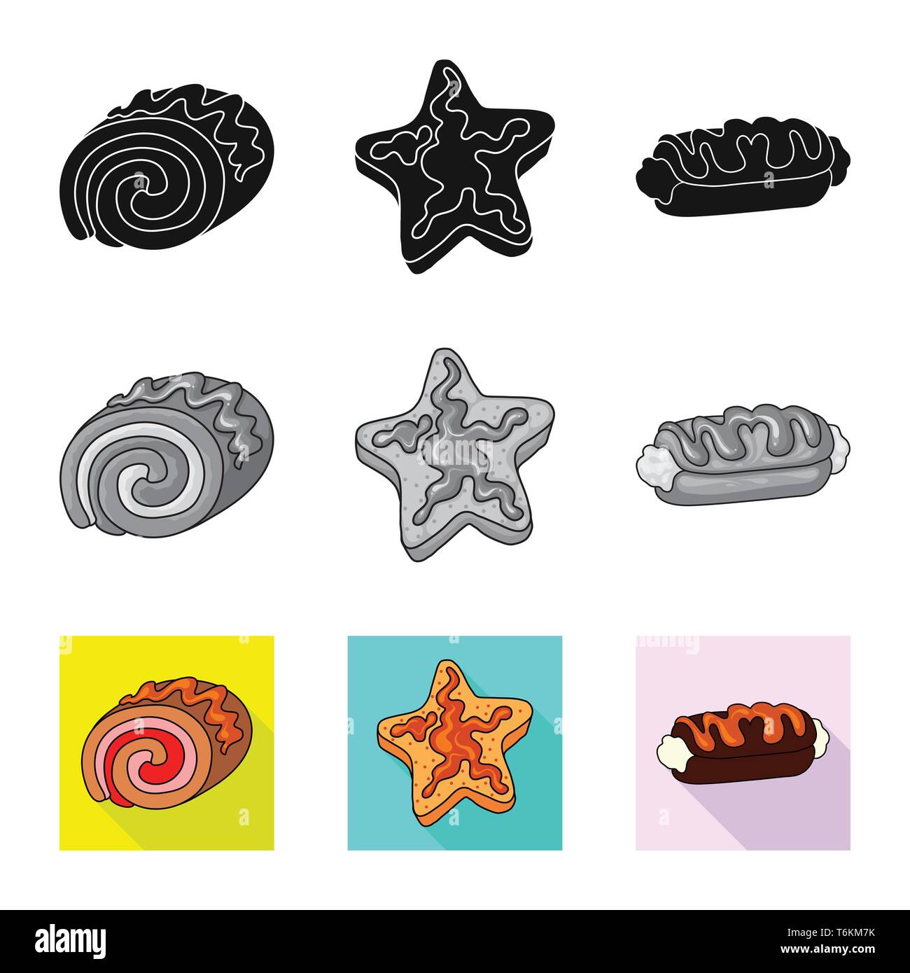 Isolated object of confectionery and culinary icon. Collection of ...