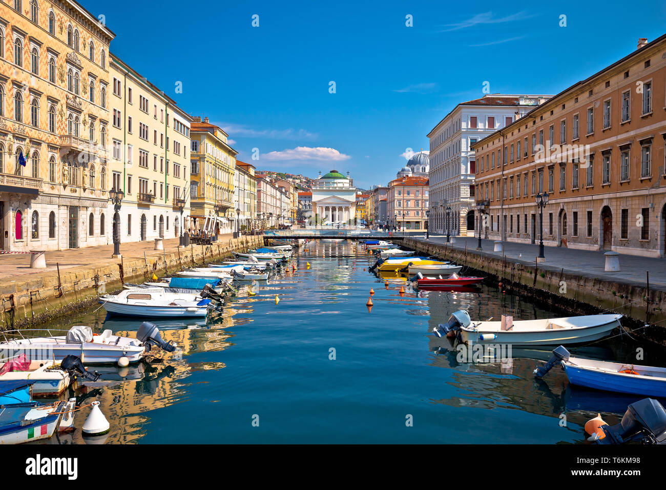 Trieste channel and Ponte Rosso square view, city in Friuli Venezia ...