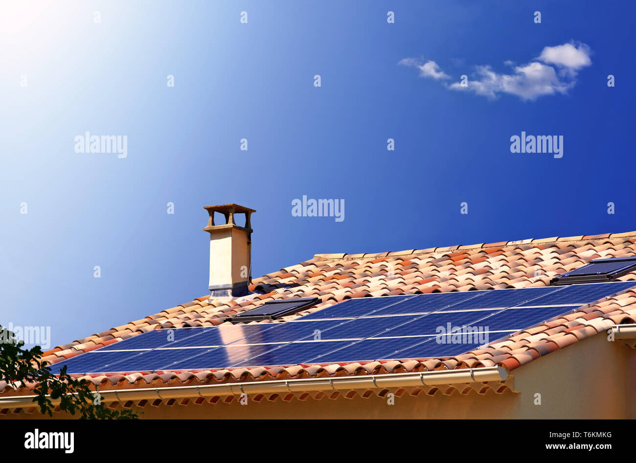 Solar energy sensors on a roof Stock Photo - Alamy