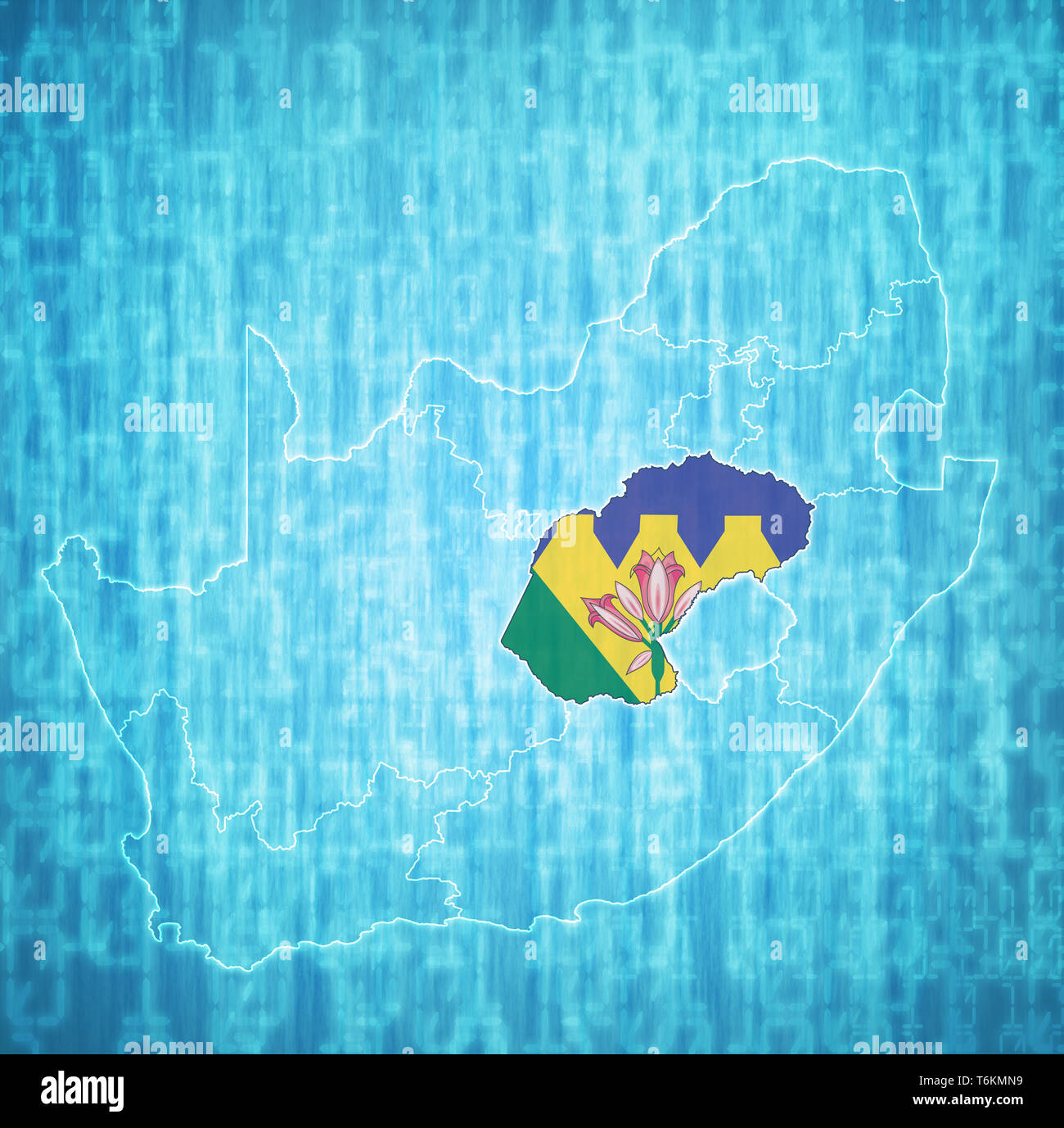 emblem of free state region on map with administrative divisions and ...