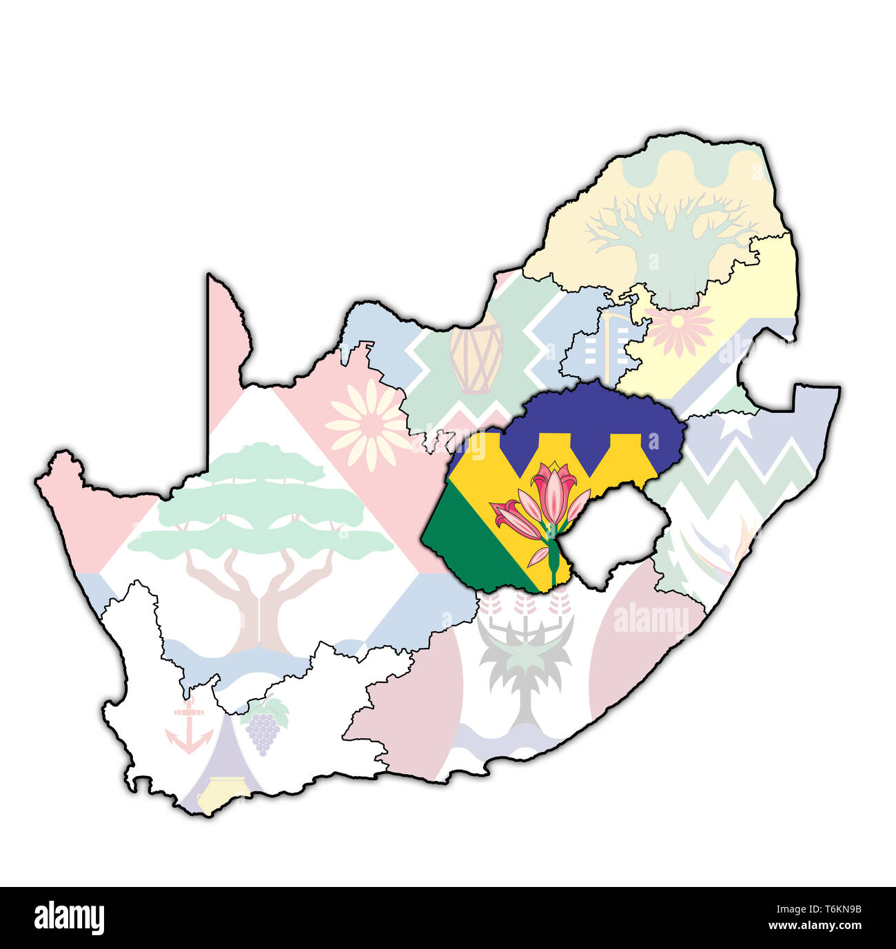 emblem of free state region on map with administrative divisions and ...
