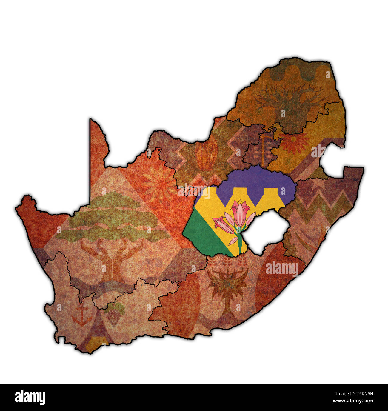 emblem of free state region on map with administrative divisions and ...