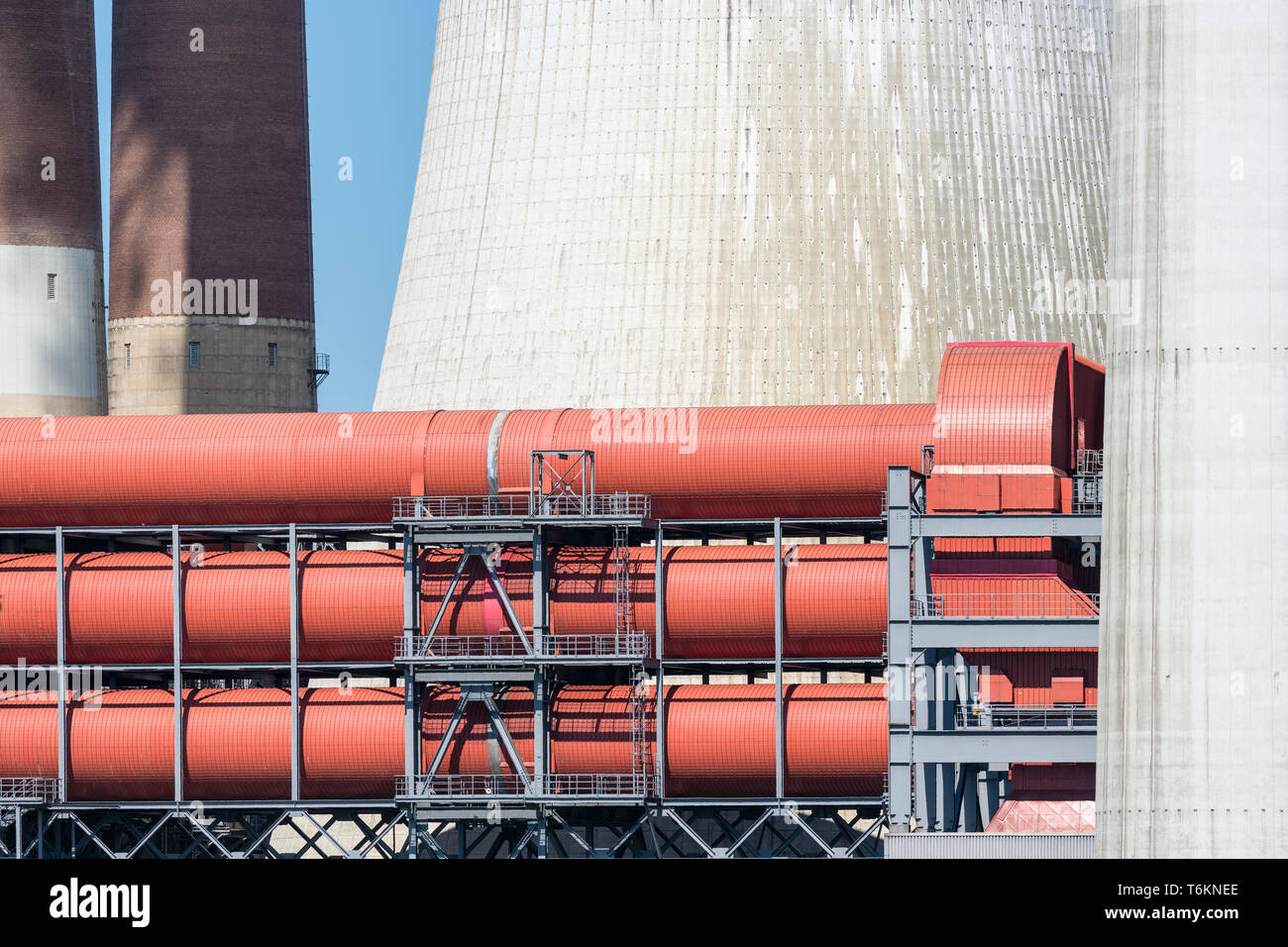 Cooling towers and smokestacks coal fired power plant in Germany Stock ...