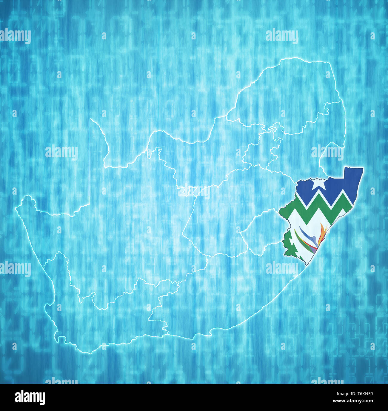 emblem of Kwazulu natal region on map with administrative divisions and ...