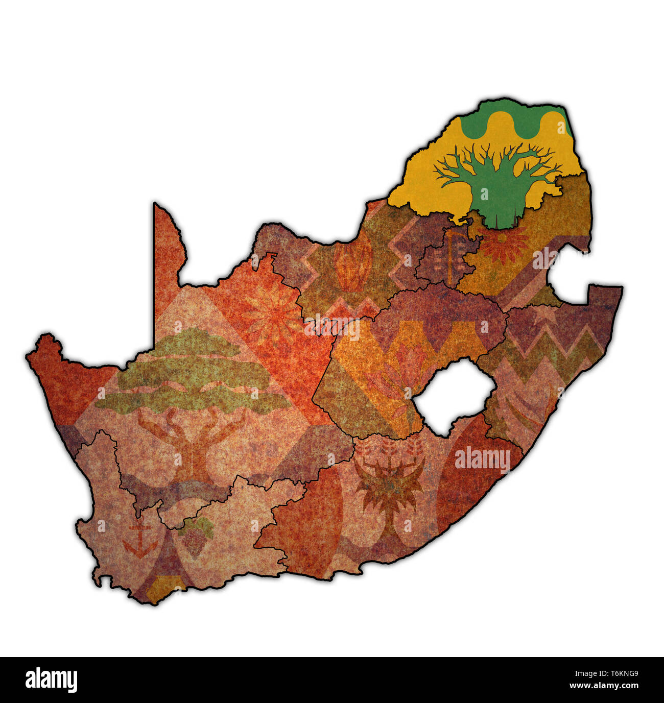 emblem of Limpopo region on map with administrative divisions and ...