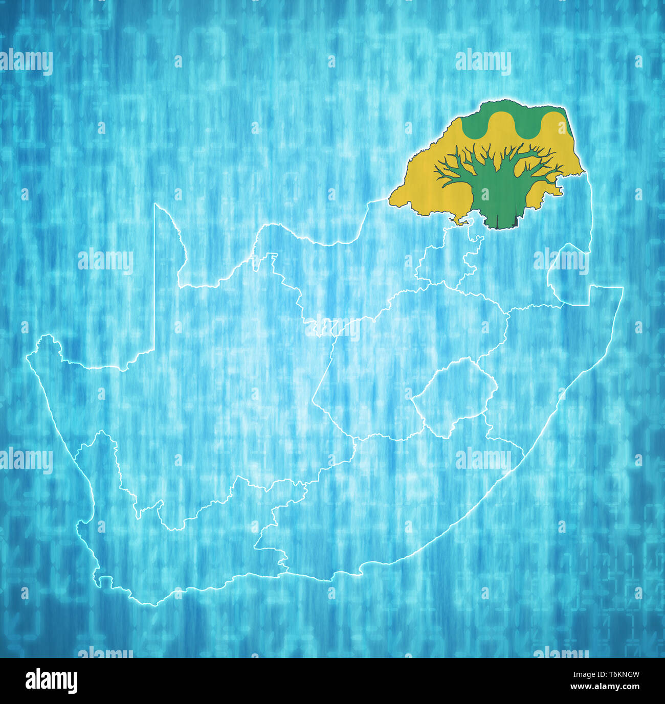 emblem of Limpopo region on map with administrative divisions and ...