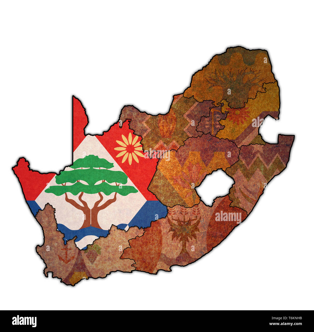 emblem of Northern cape region on map with administrative divisions and ...