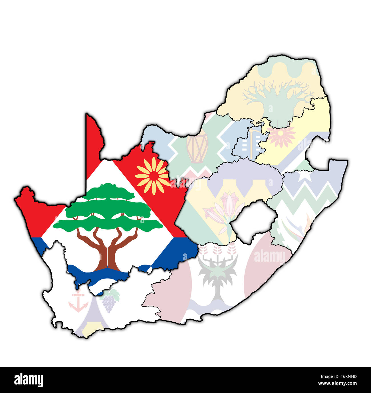 emblem of Northern cape region on map with administrative divisions and ...