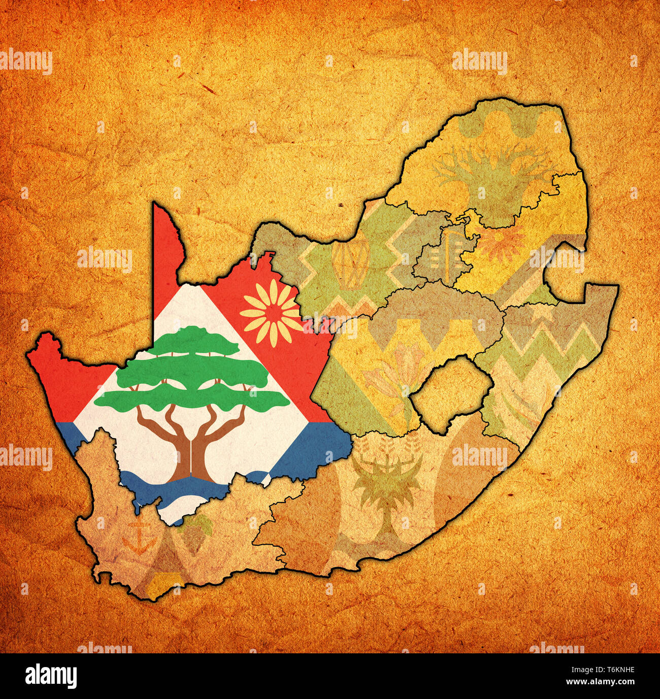 emblem of Northern cape region on map with administrative divisions and ...