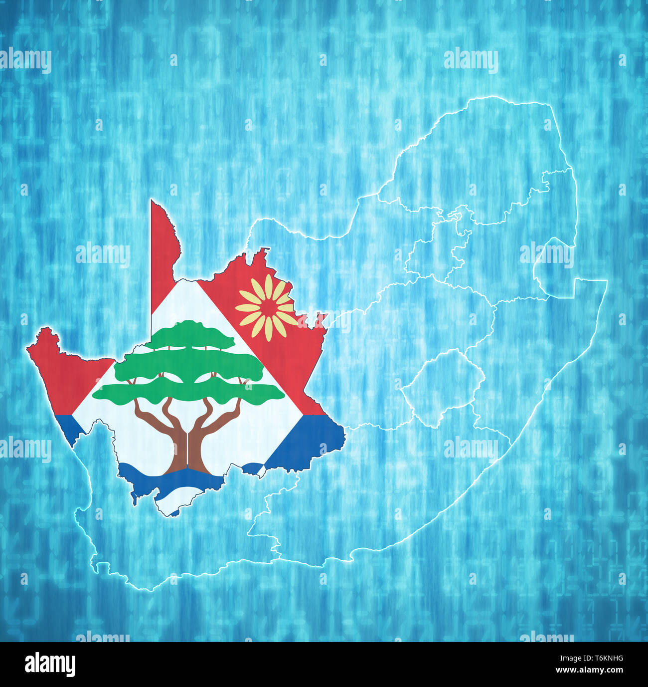 emblem of Northern cape region on map with administrative divisions and ...