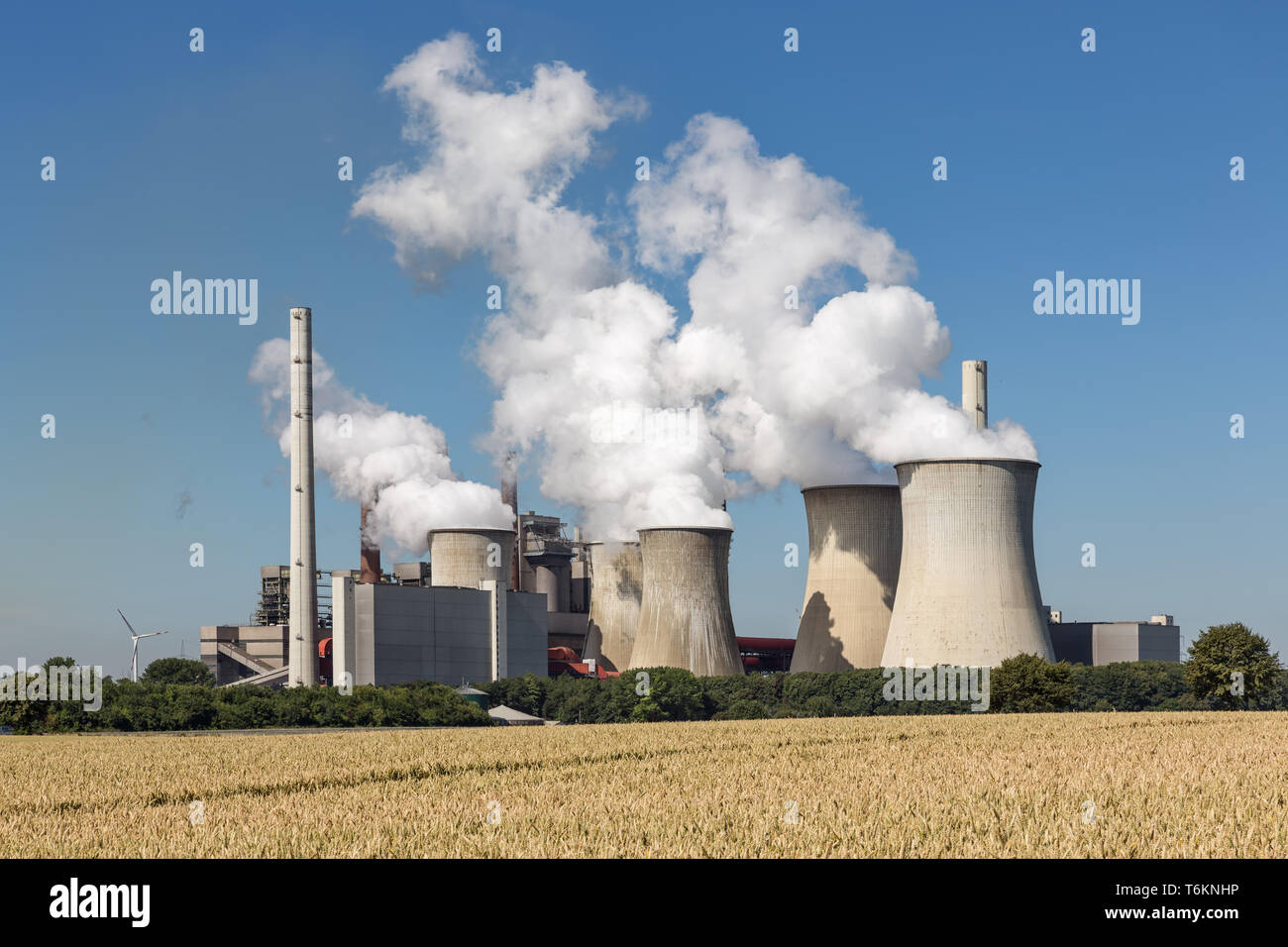 Coal-fired power plant near lignite mine Garzweiler in Germany Stock ...