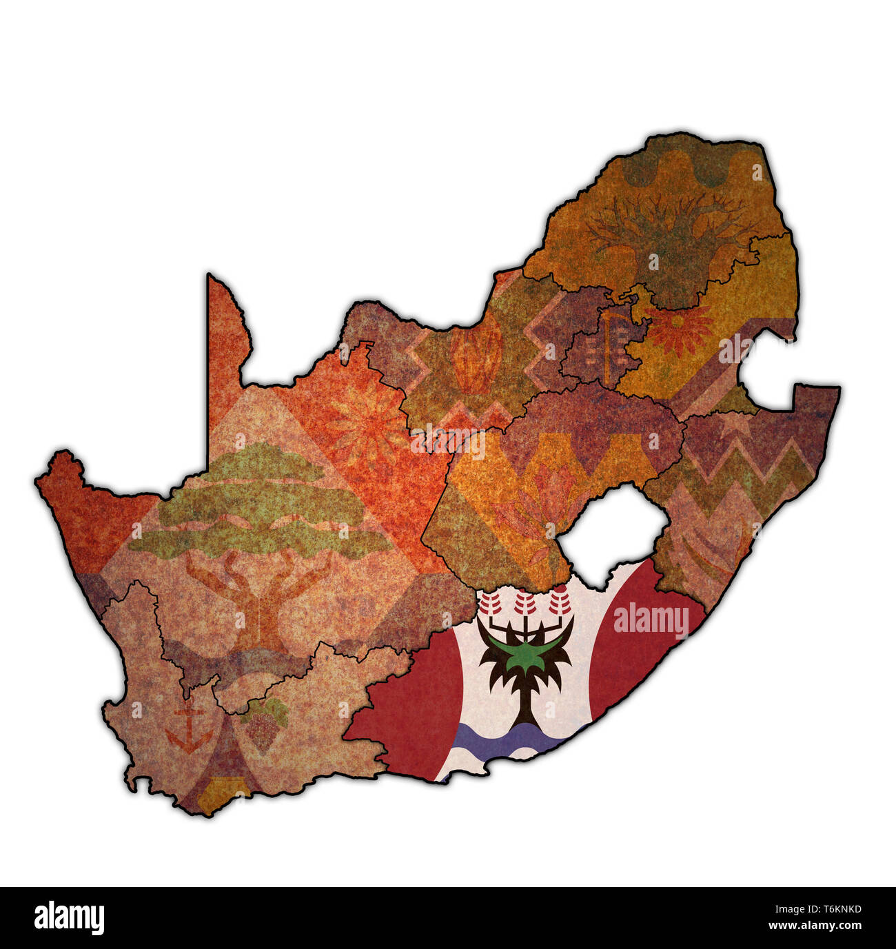 emblem of eastern cape region on map with administrative divisions and ...