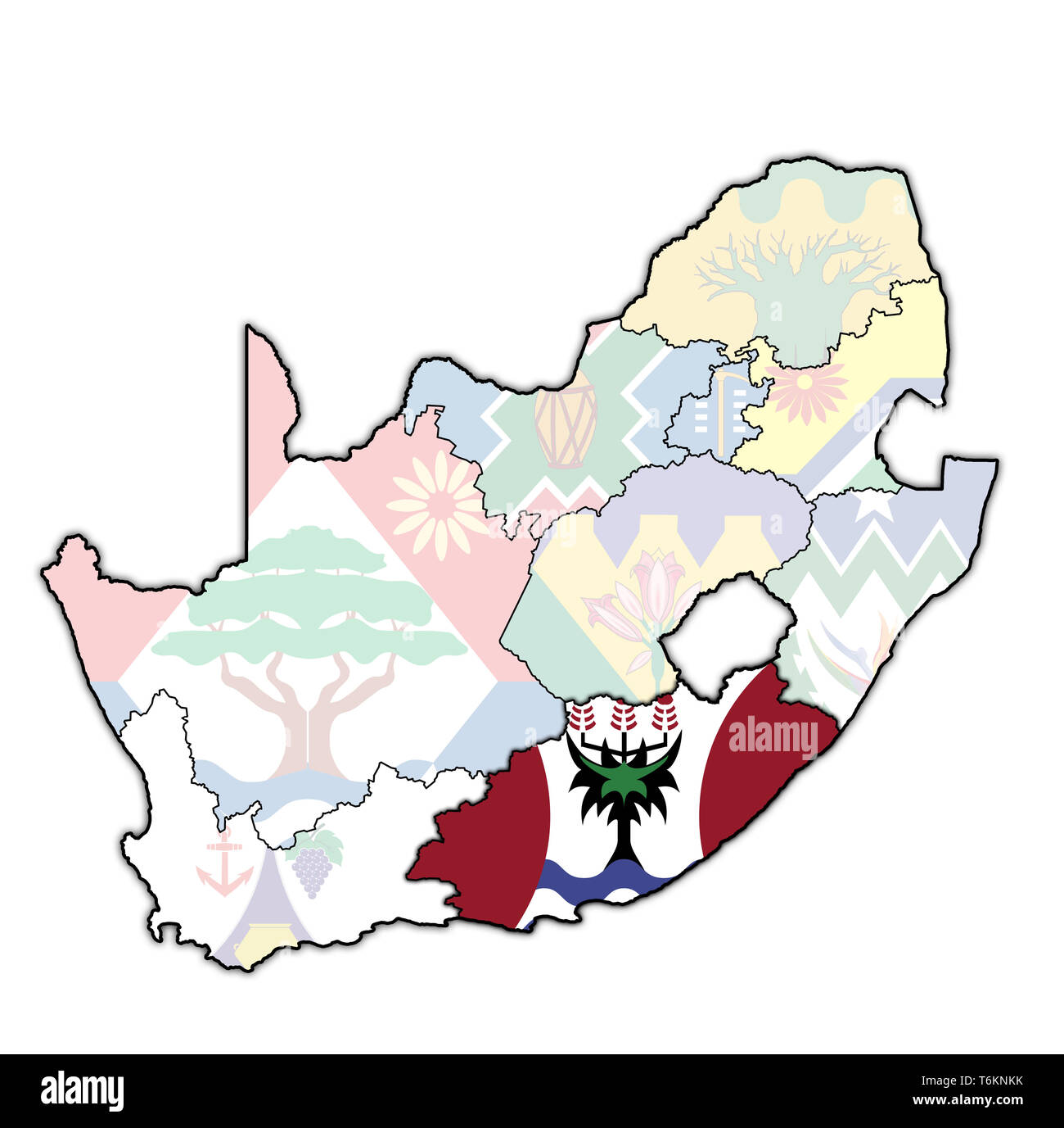 emblem of eastern cape region on map with administrative divisions and ...