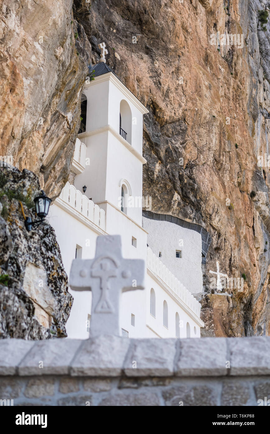 white cross and Ostrog Orthodox monastery Stock Photo - Alamy