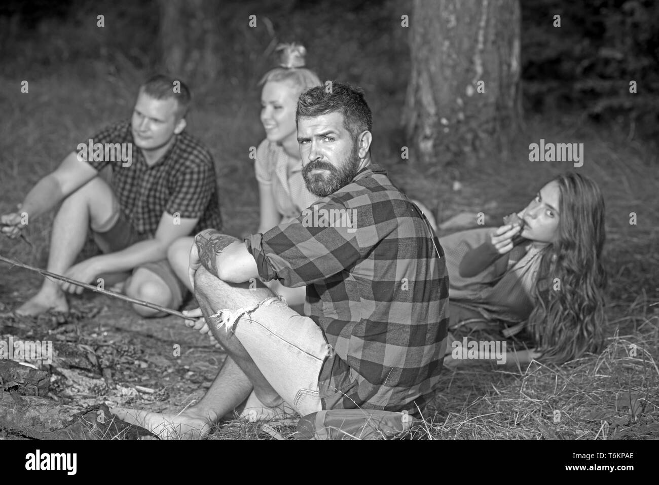 Healthy bearded hipster enjoy Black and White Stock Photos & Images - Alamy