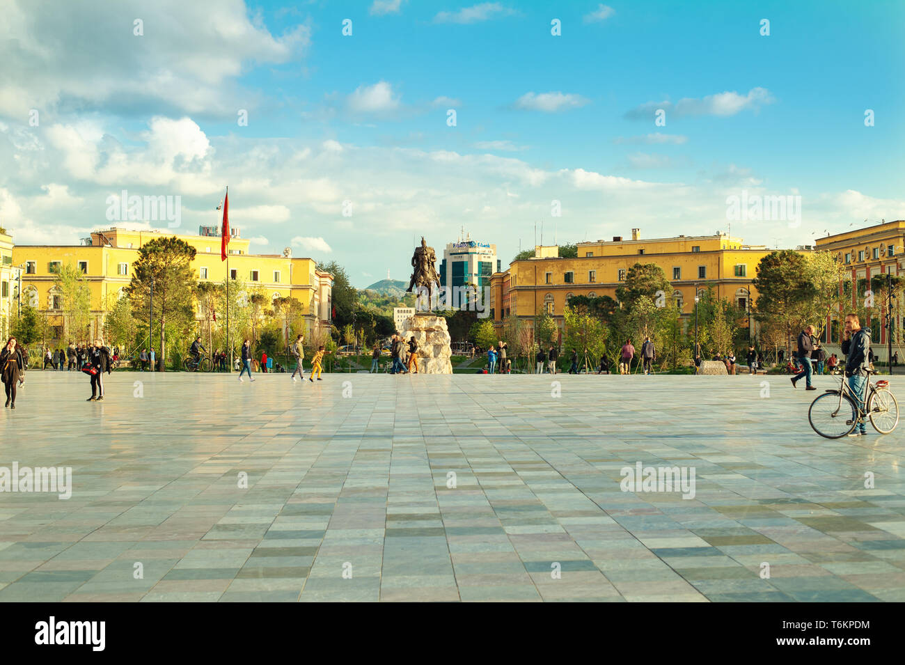 The Skanderbeg Square is the main plaza in the centre of Tirana Stock ...