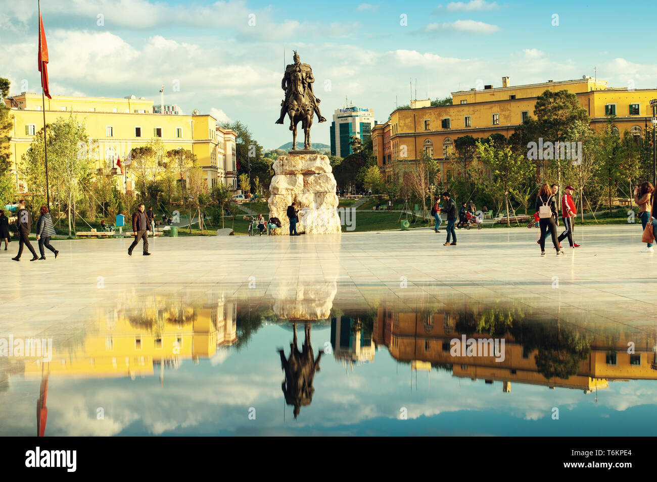 The Skanderbeg Square is the main plaza in the centre of Tirana Stock ...