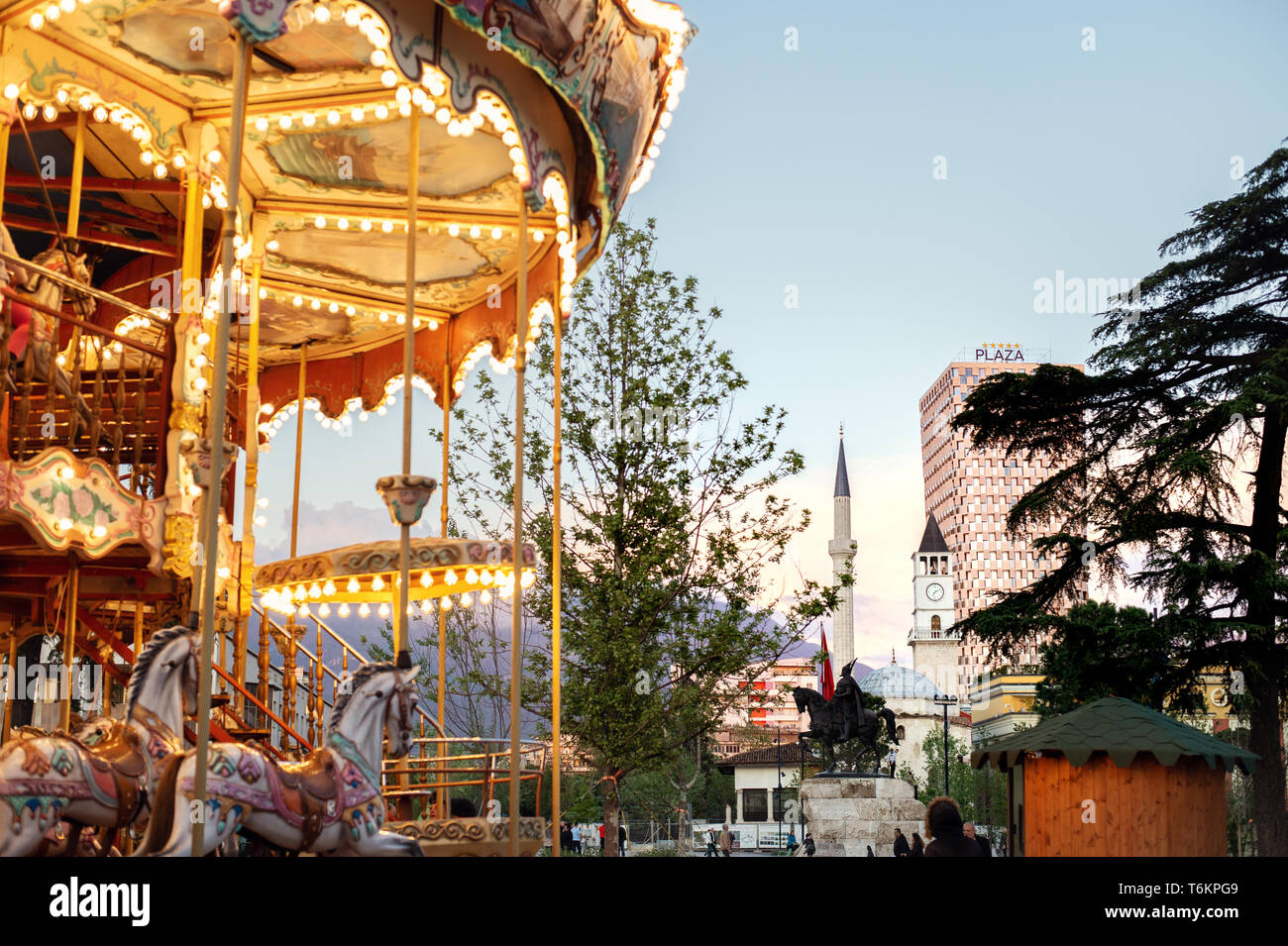 The Skanderbeg Square is the main plaza in the centre of Tirana Stock ...