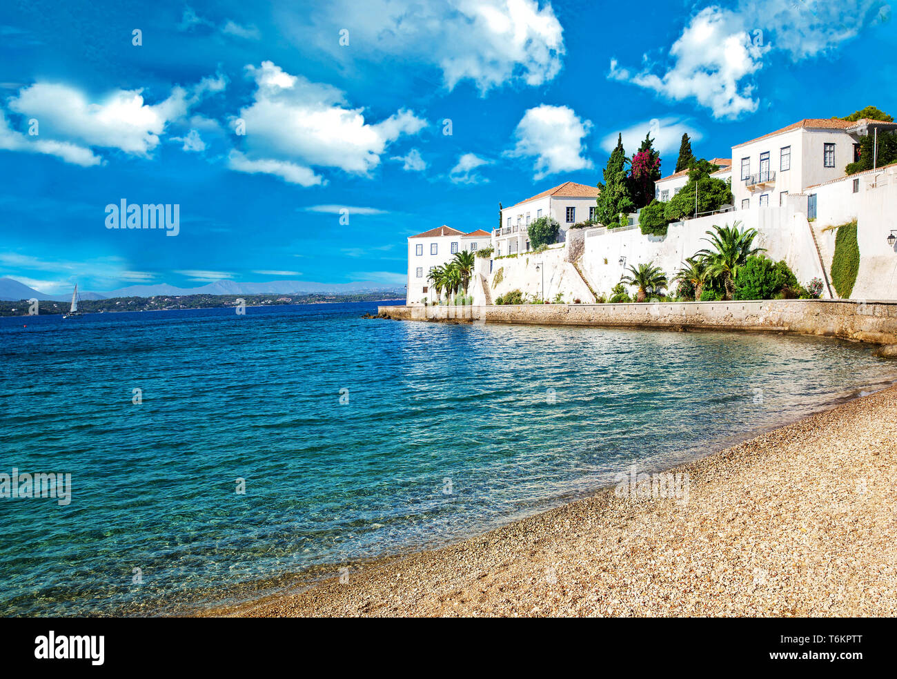Beach on island Spetses Stock Photo - Alamy