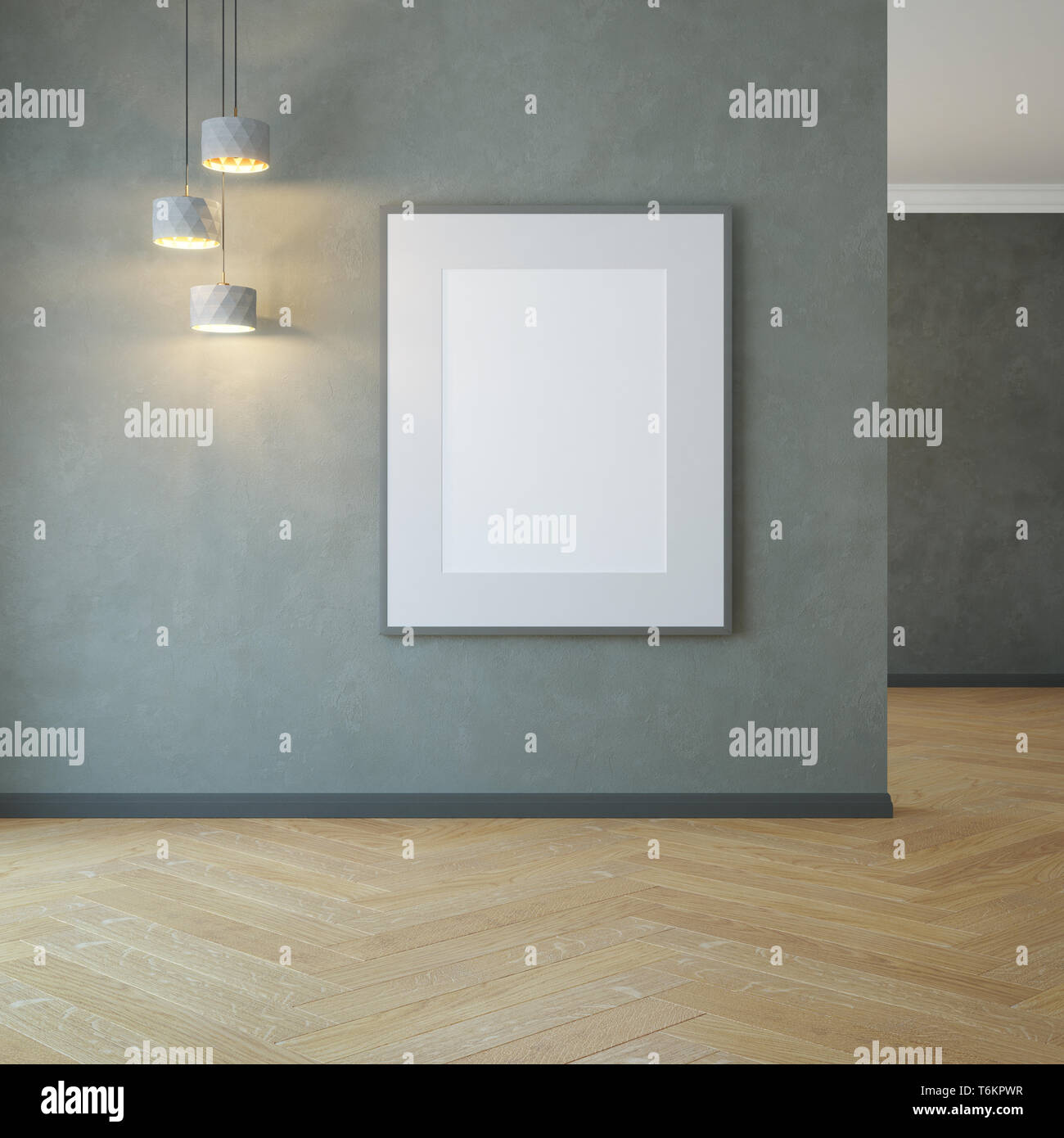 empty room with light and blank pictures, 3d rendering Stock Photo - Alamy