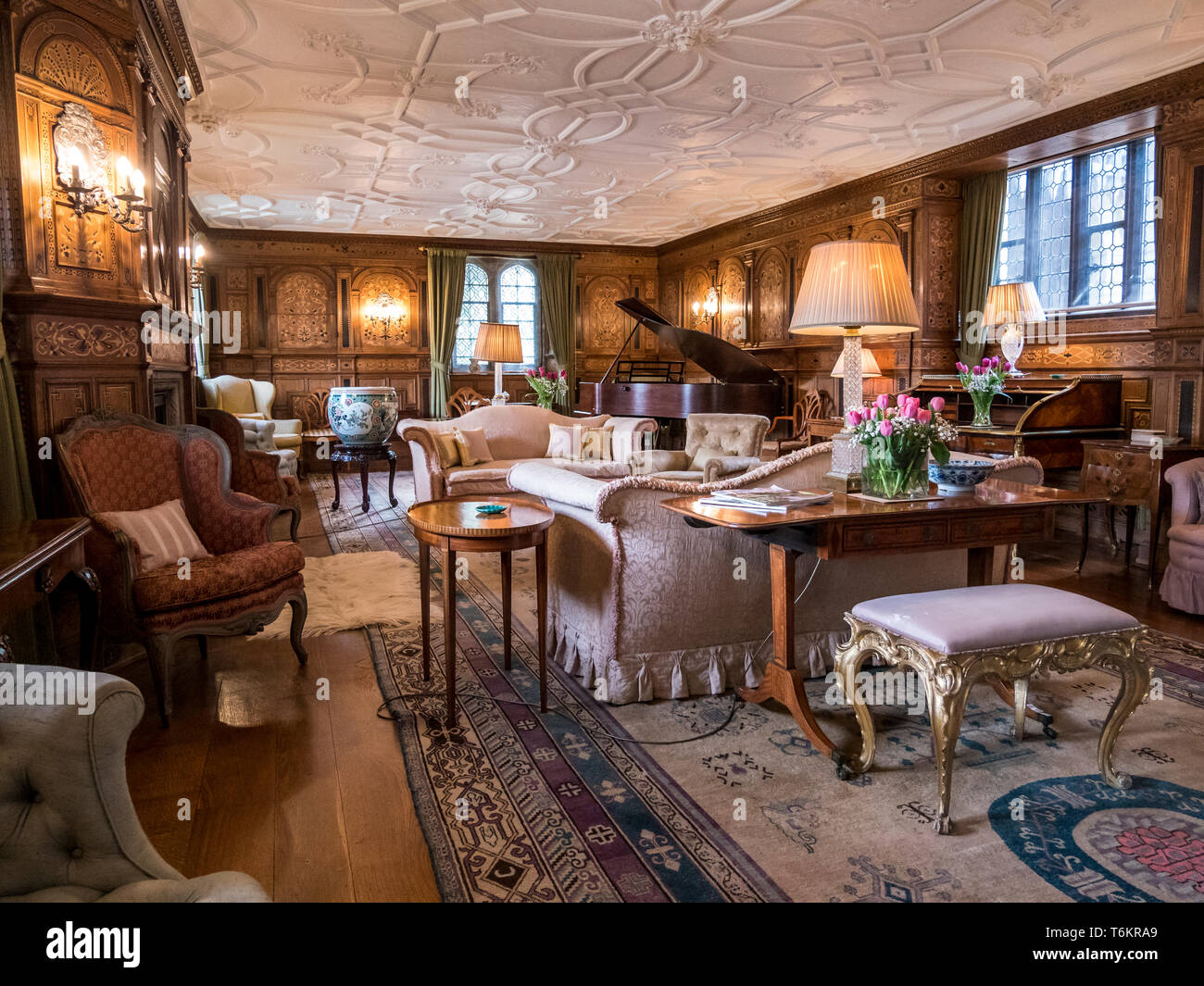 The interior drawing room at Hever Castle in Kent near Edenbridge ...