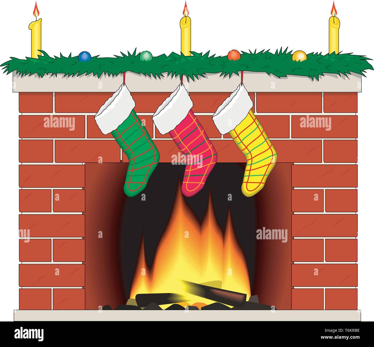 Christmas Stockings Fireplace Clipart