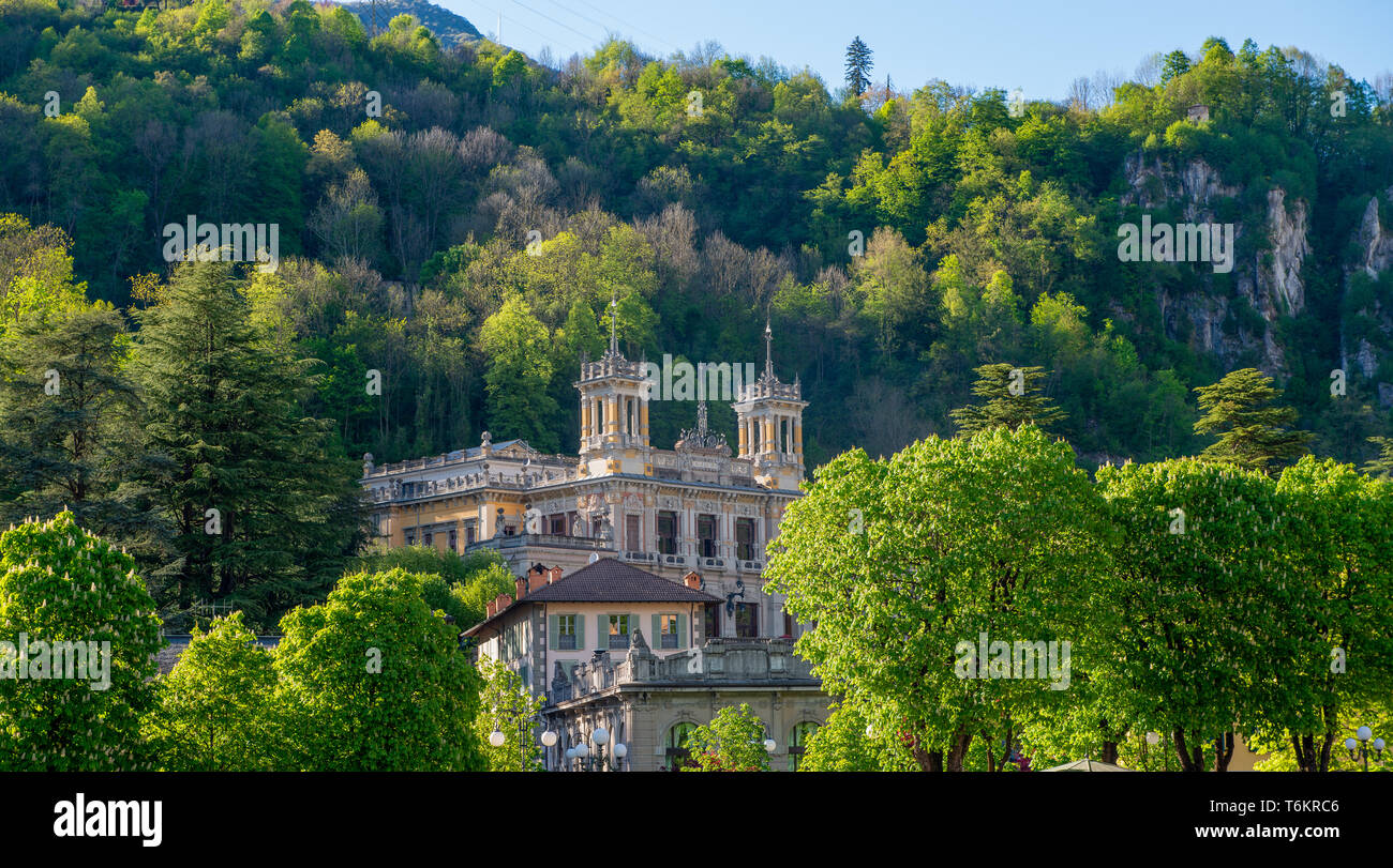 San Pellegrino Terme Italy 28 April 2019: Restructuring of an old ...